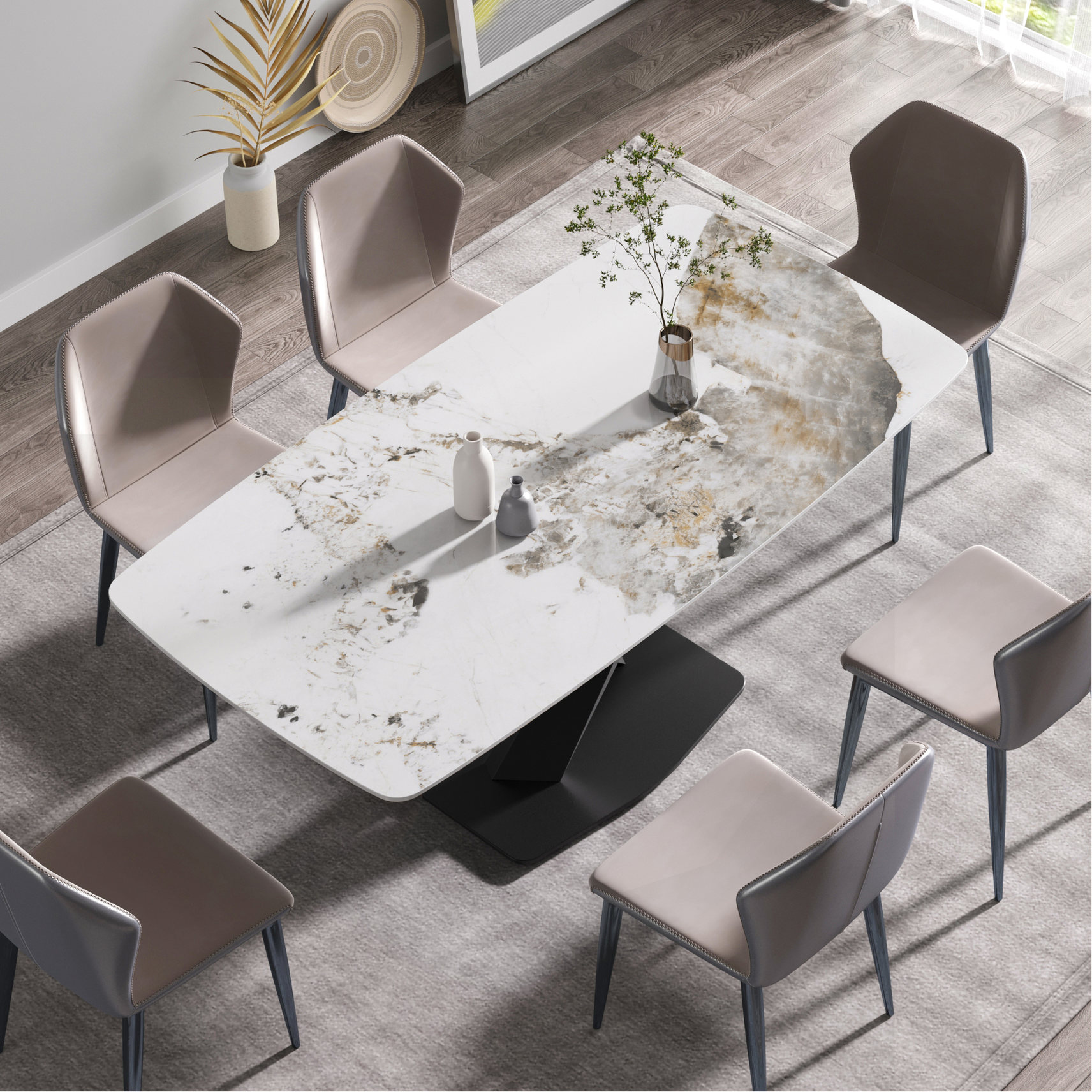 Pandora white sintered stone tabletop | Ideal for gathering with ...