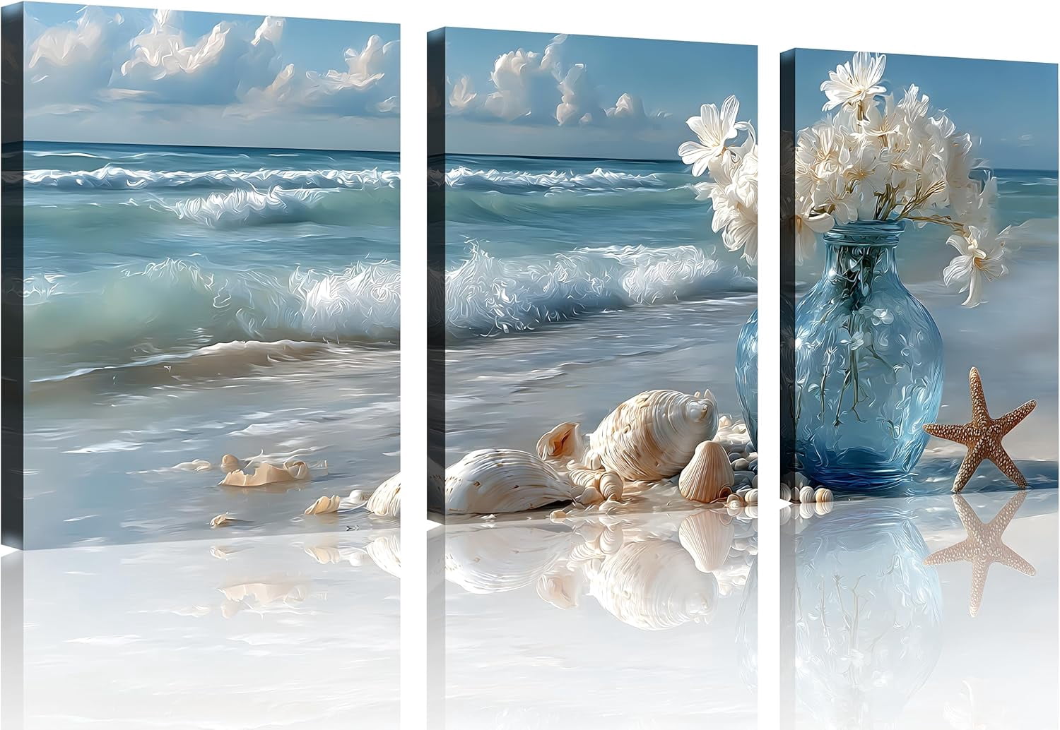 Panel Beach Pictures Blue Sea White Beach at Sunrise Picture Print on ...