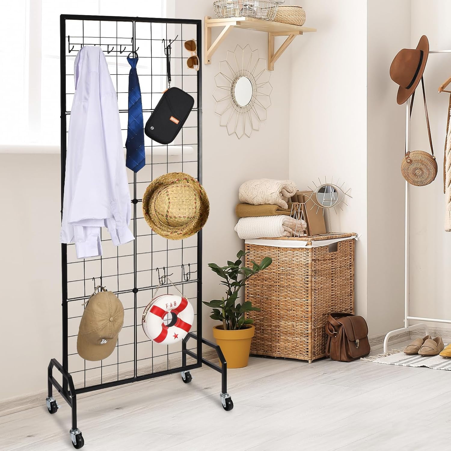 Panel Display Stand, 2' x 5.5' Ft Heavy-duty Movable Wire Gridwall ...