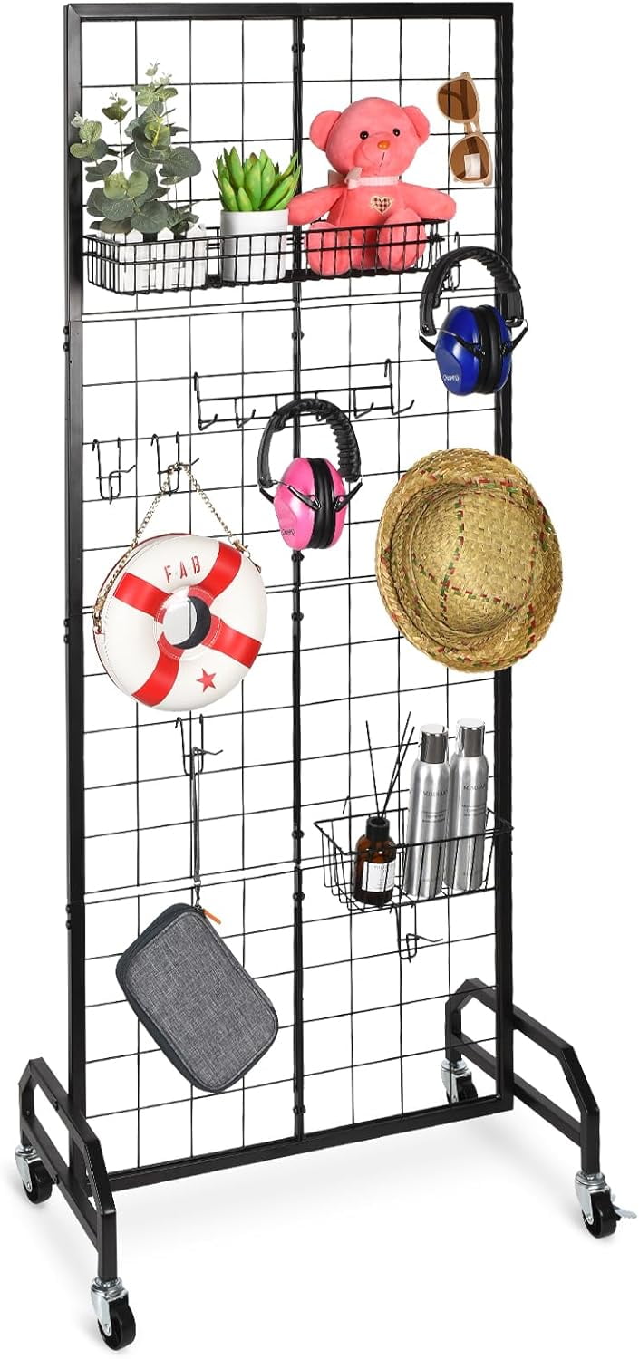Panel Display Stand, Heavy-duty Movable Wire Gridwall Display Racks ...