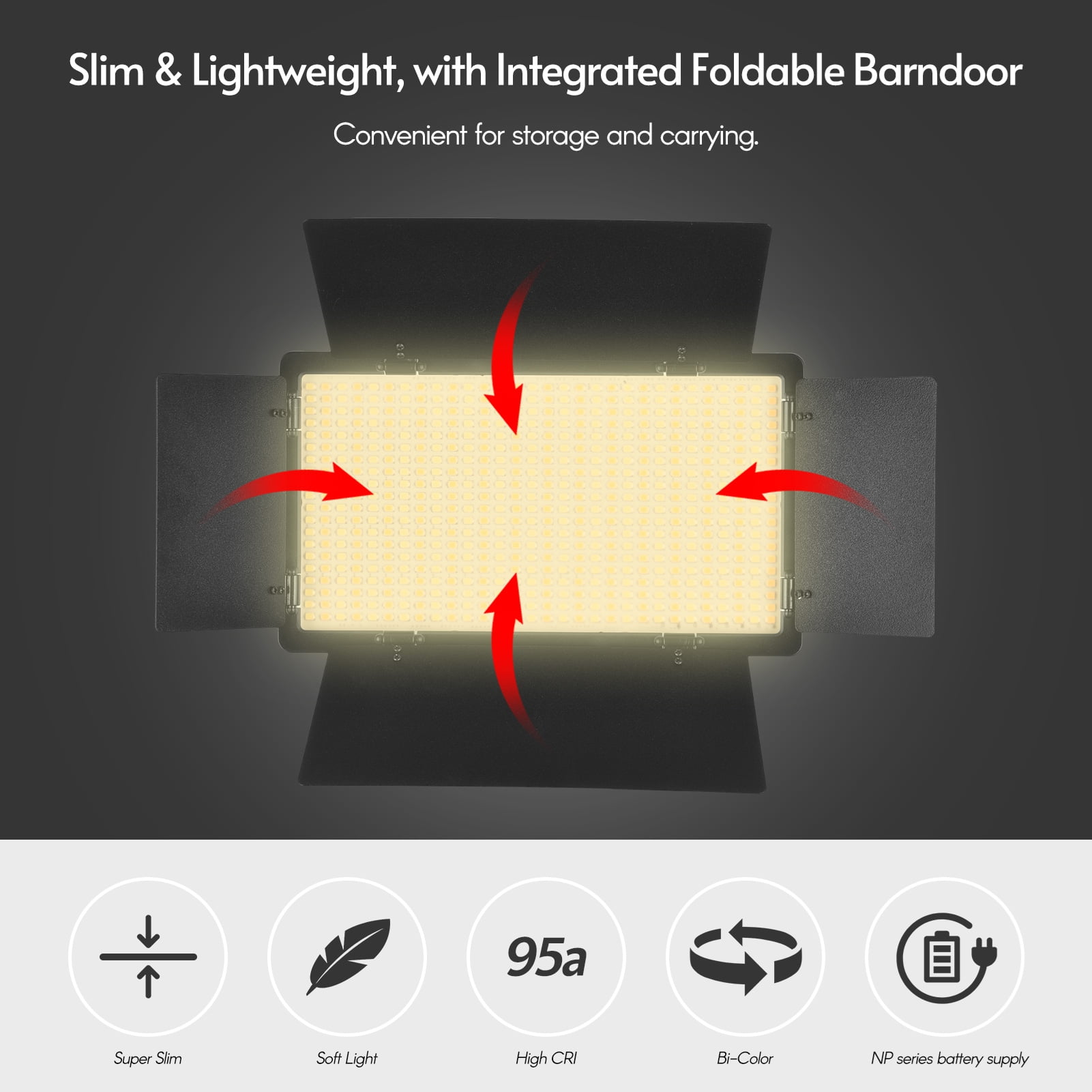 Panel LED Video Light Professional Photography Light Panel 480PCS Bright Light Beads Adjustable ...