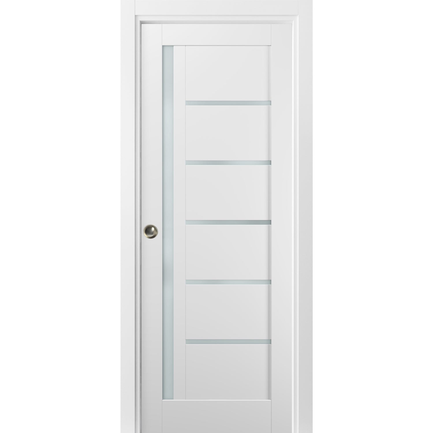 Panel Lite Pocket Door | Quadro 4088 White Silk with Frosted Opaque ...