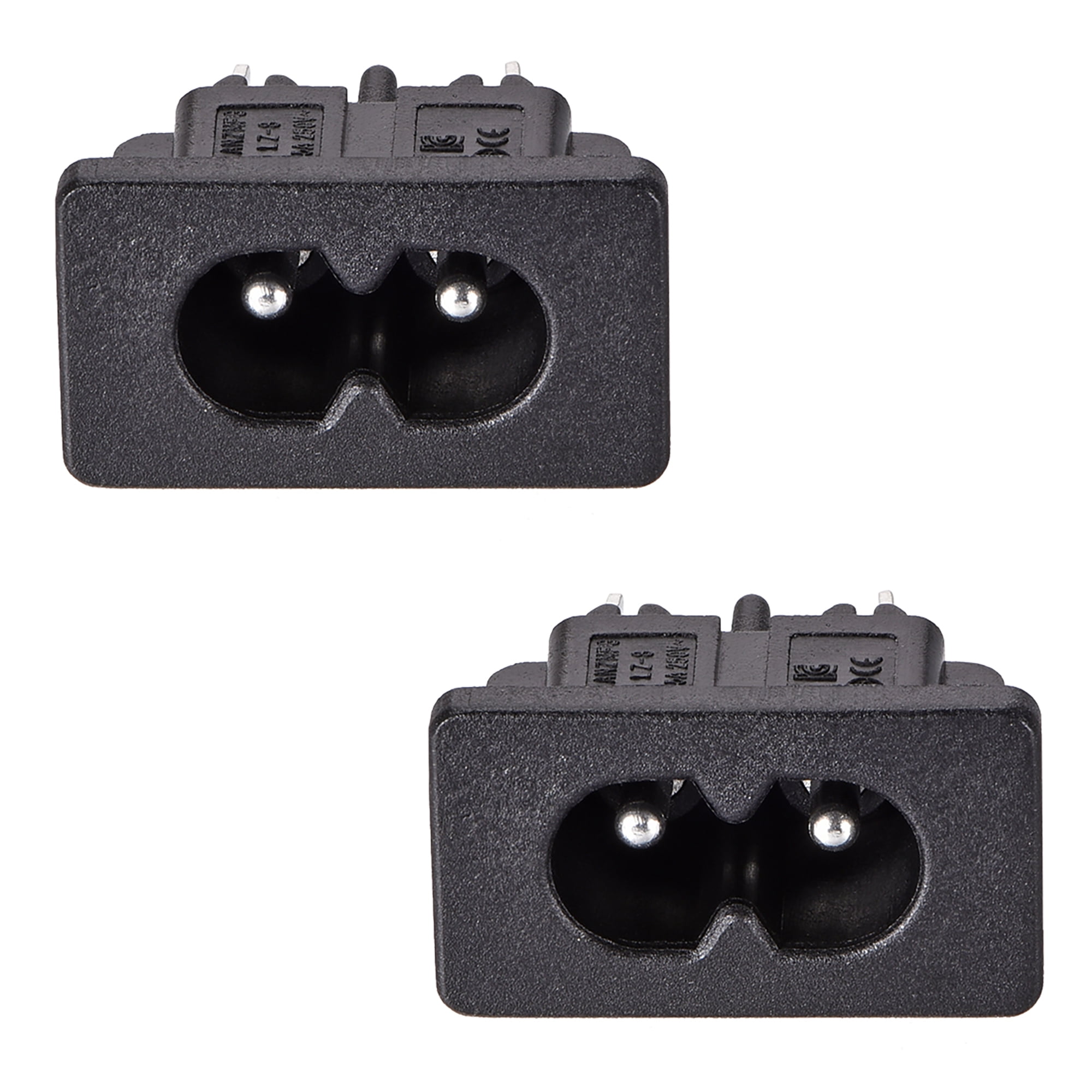 Uxcell C8 Panel Mount Plug Adapter 250V AC 2.5A 2 Pins IEC Inlet Module ...