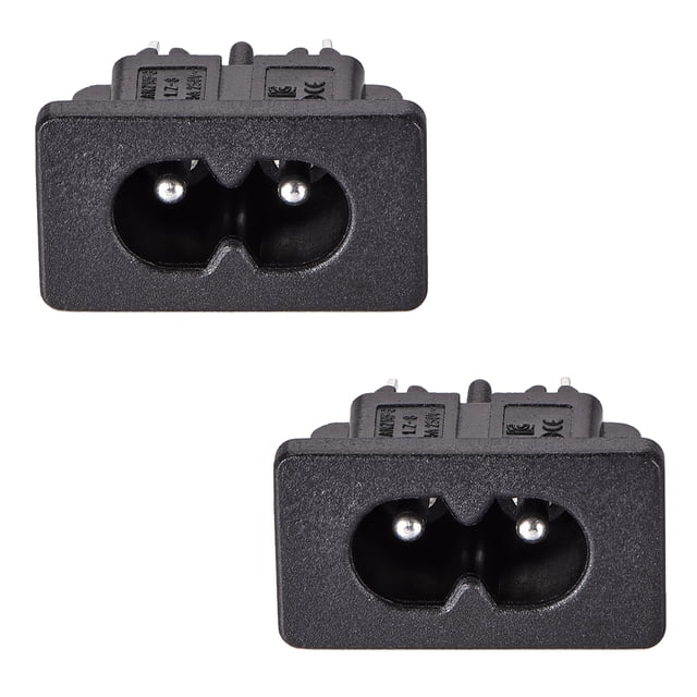 Uxcell C8 Panel Mount Plug Adapter 250V AC 2.5A 2 Pins IEC Inlet Module ...