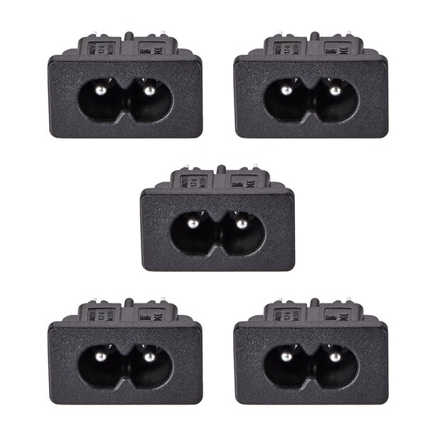 Panel Mount Plug Adapter 250V AC 2.5A C8 2 Pins IEC Inlet Module Plug ...