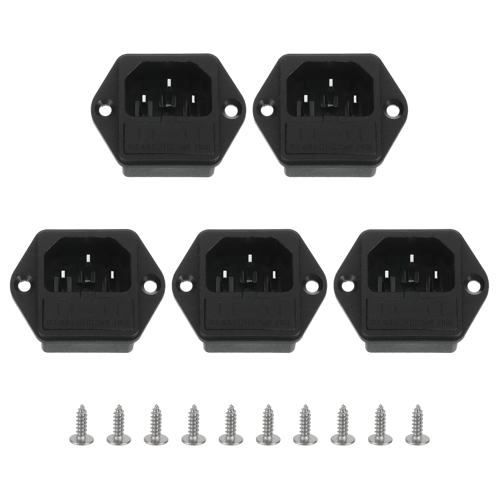 Panel Mount Plug Adapter AC 250V 10A C14 3Pins IEC Inlet Module Plug ...