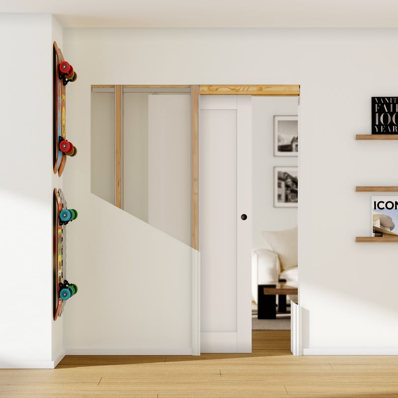 Panel Pocket Door with Hardware Kit & Soft Close & Frame, Solid Core ...