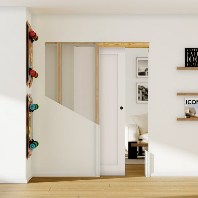 Panel Pocket Door with Hardware Kit & Soft Close & Frame, Solid Core ...