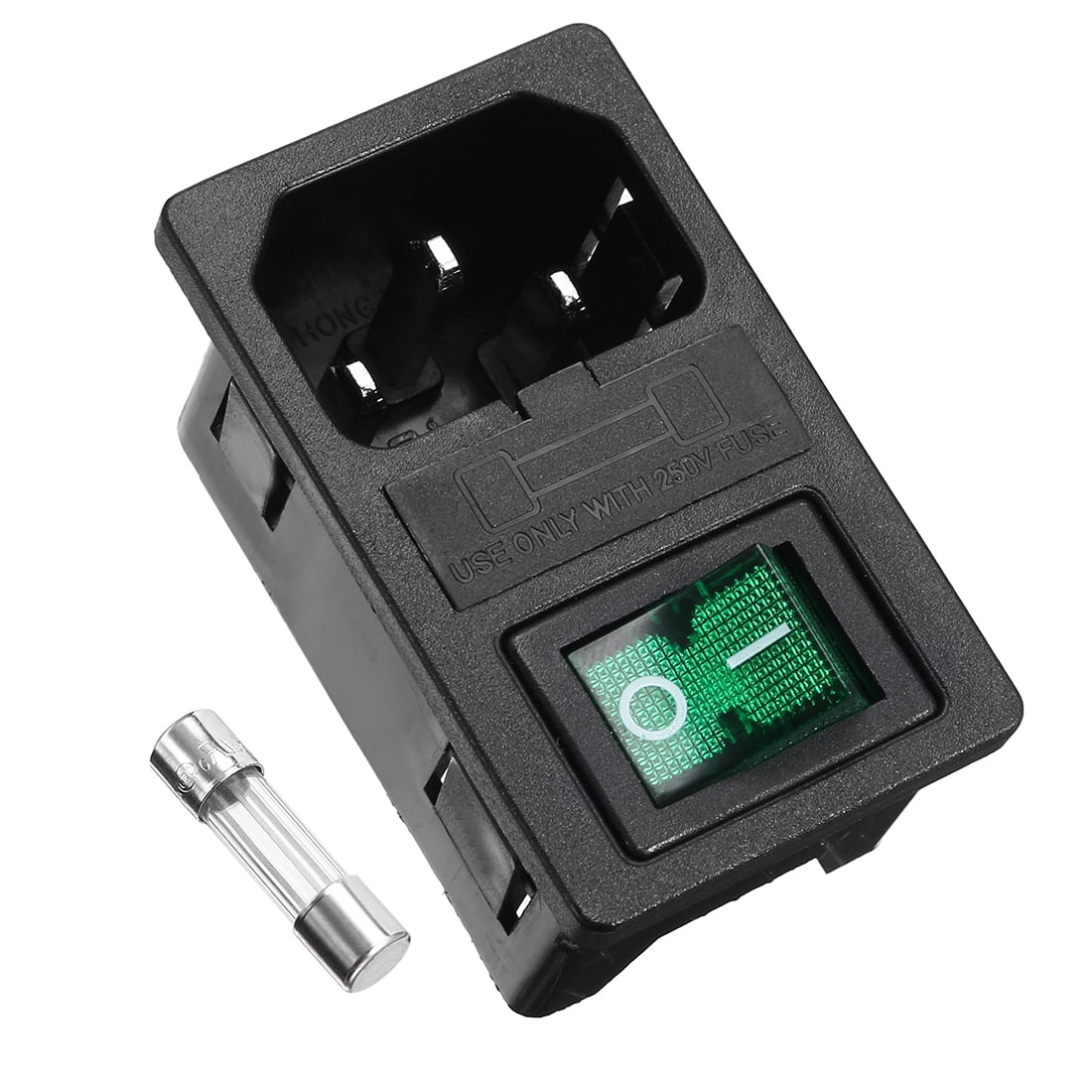 Panel Rocker Switch C14 Inlet Male Plug Power Socket 250V 10A w Fuse ...