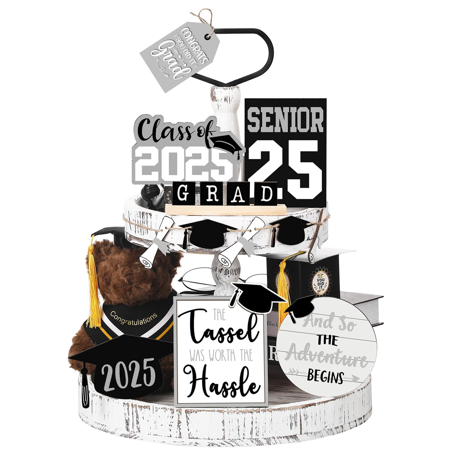 Panelee 15 Pcs 2025 Graduation Tiered ATT1Tray Decor Class of 2025 ...