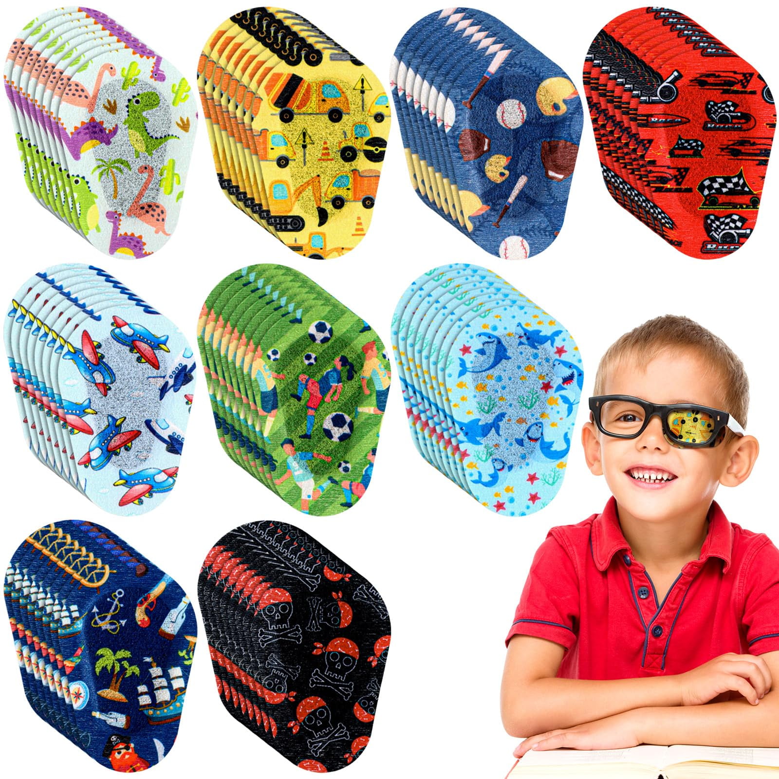Panelee 45 Pcs Adhesive Eye Patches for Kids Boys 9 Styles Eye Patches ...