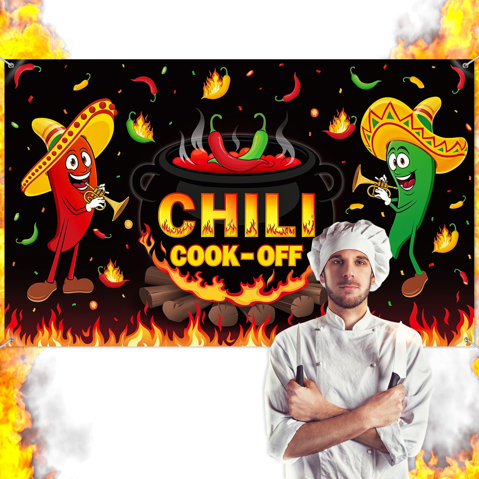 Panelee Chili Cook off Decorations 73 x 43 Inch Chili Cook off Banner ...