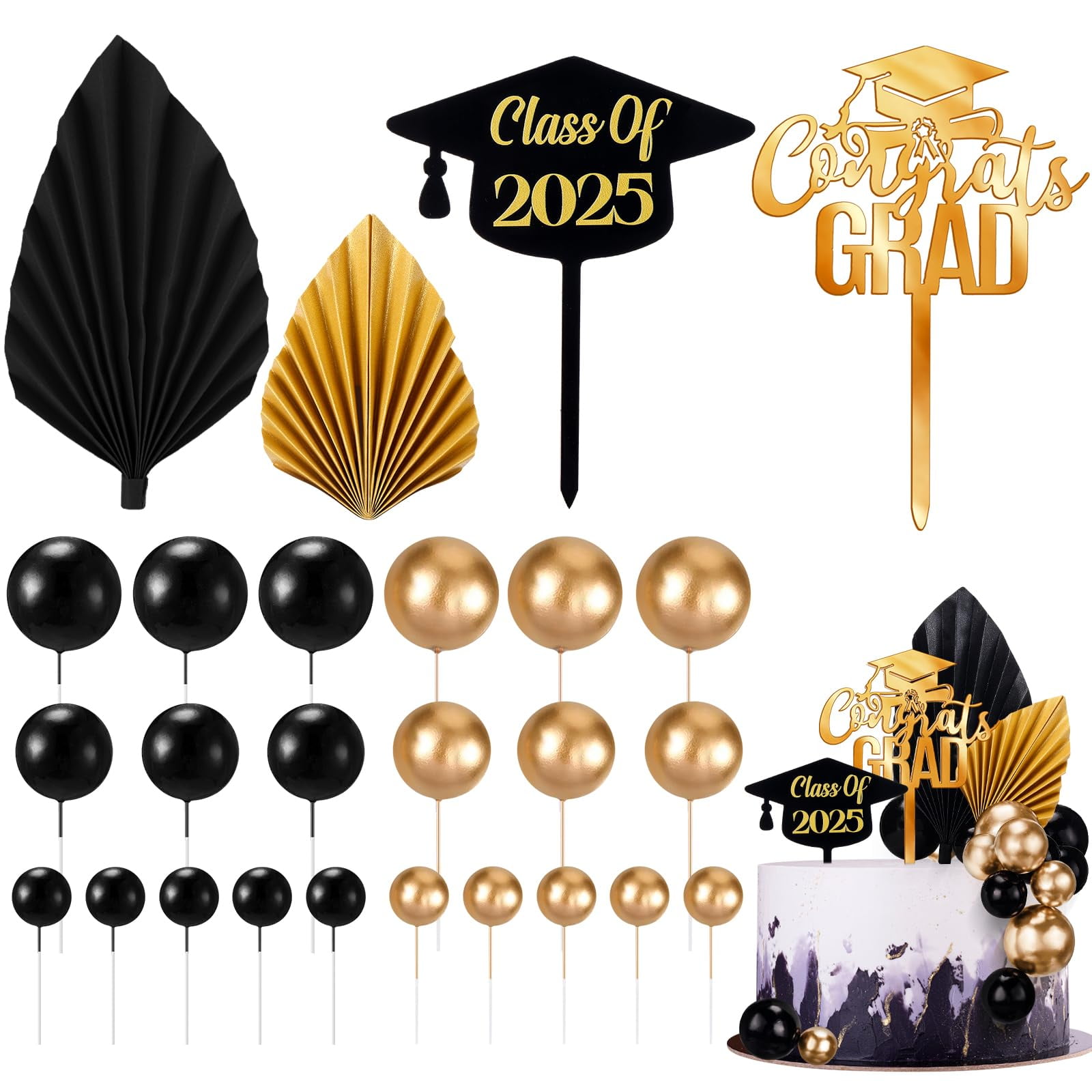 Panelee Graduation Cake Toppers Class of RST1 2025 Grad Cap Diploma ...