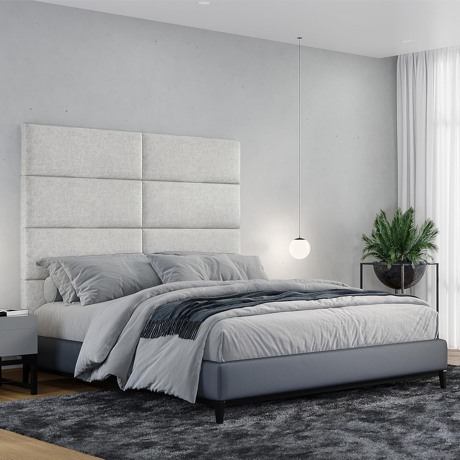 Panelist Modern Padded Headboard – Set of 4 Wall Mounted Panels (Each ...