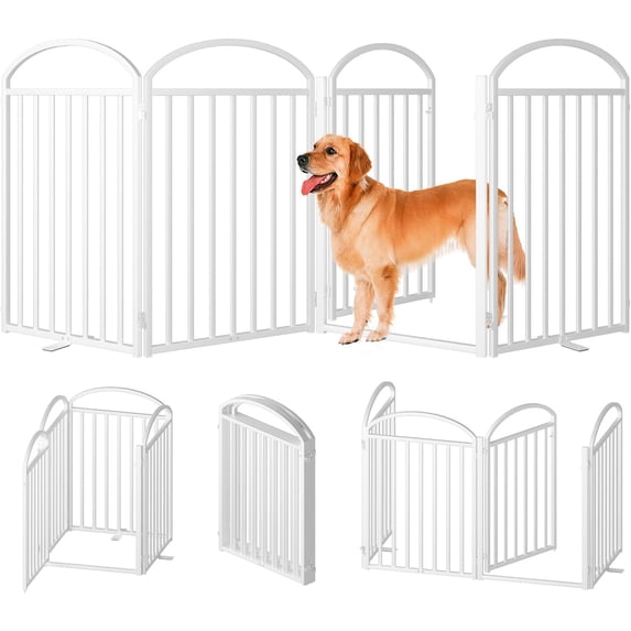 Panels Full Matel Freestanding Dog Gates with Door, Wide Standing Dog ...
