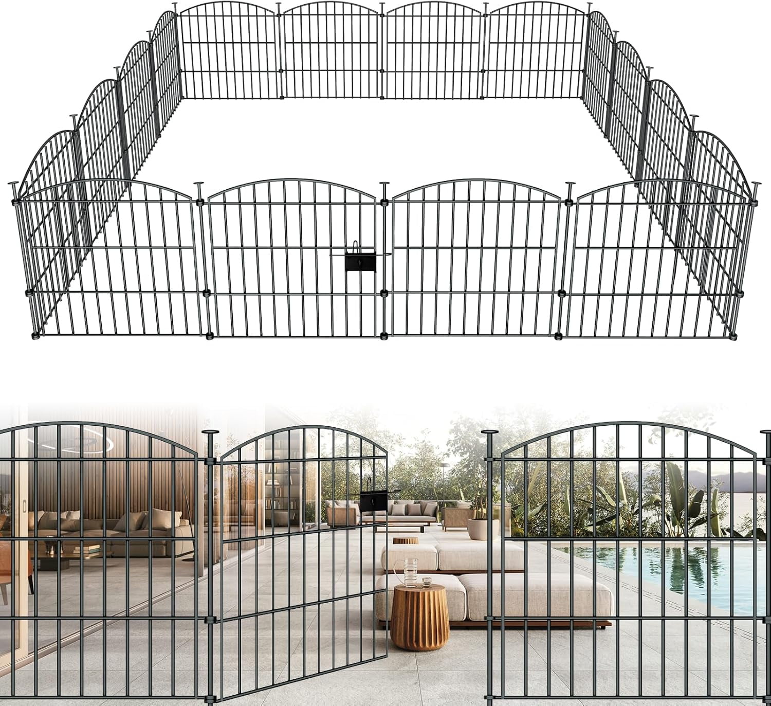 Panels Garden Fence Dog Fence Outdoor for Yard H x L Rustproof Metal ...