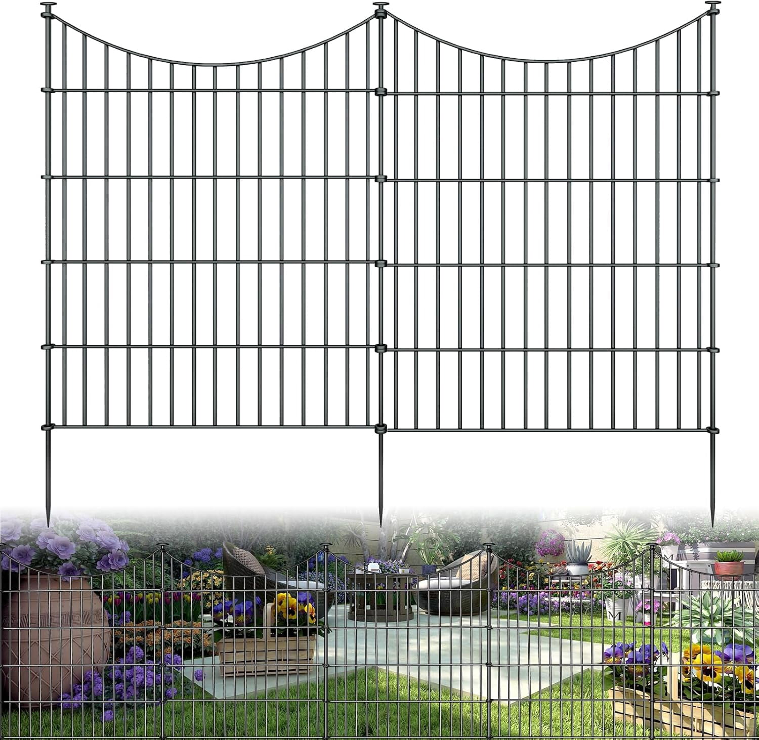 Panels Garden Fence Dog Fence Outdoor for Yard H x L Rustproof Metal ...