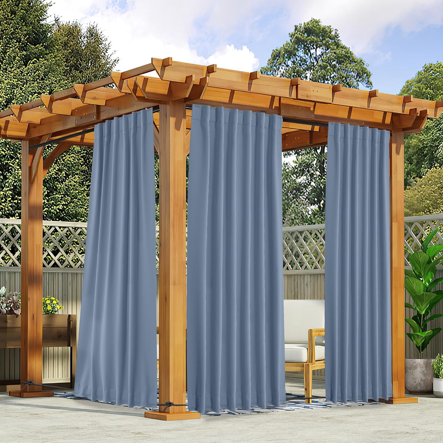 Panels Outdoor Curtains Waterproof Pocket & Back Tab on Top & Bottom ...