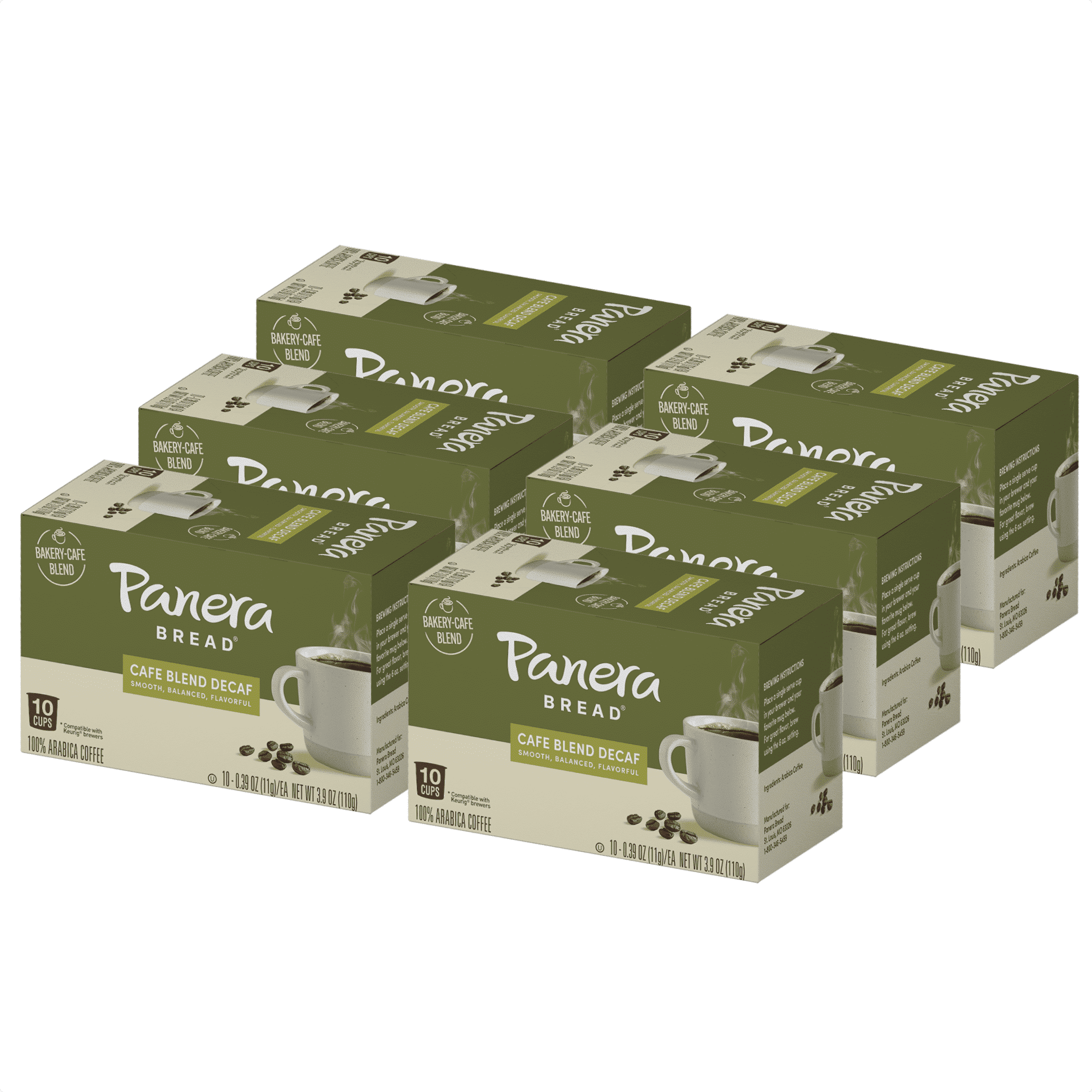 Panera Bread Decaf Roast Coffee, Single-Serve 60 Count Pods (6 Packs of ...