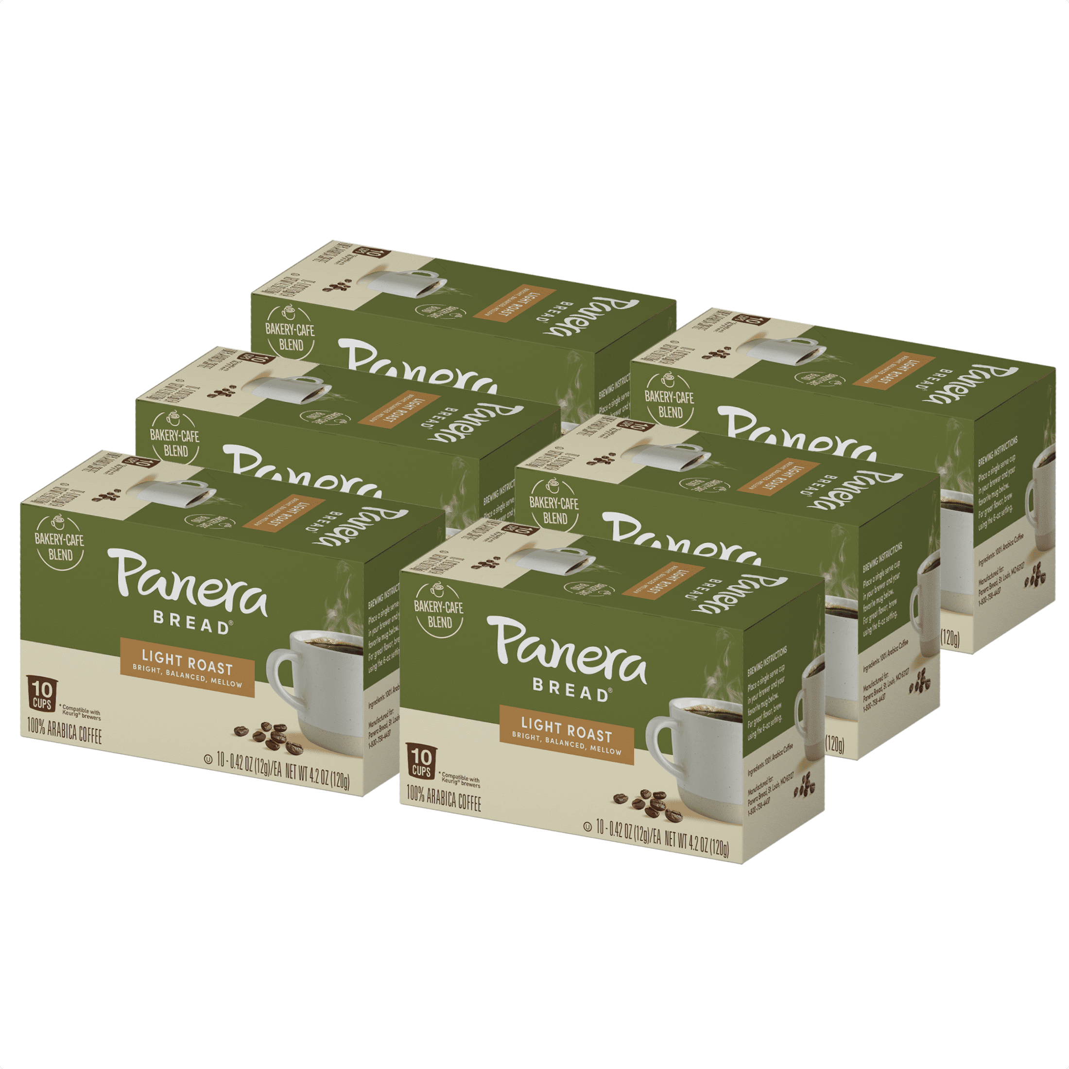 Panera Bread Light Roast Coffee, Single Serve 60 Count Pods (6 Packs of ...
