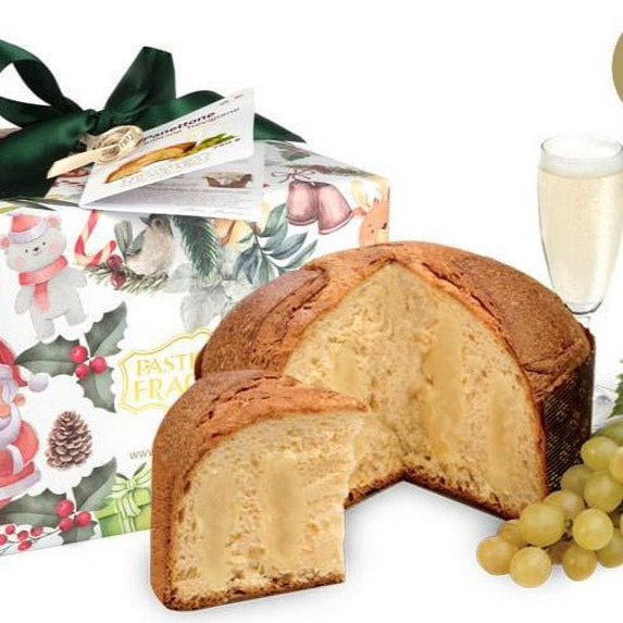 Panettone with Prosecco by Fraccaro Wrapped in Blue Gift Box (900 gram ...