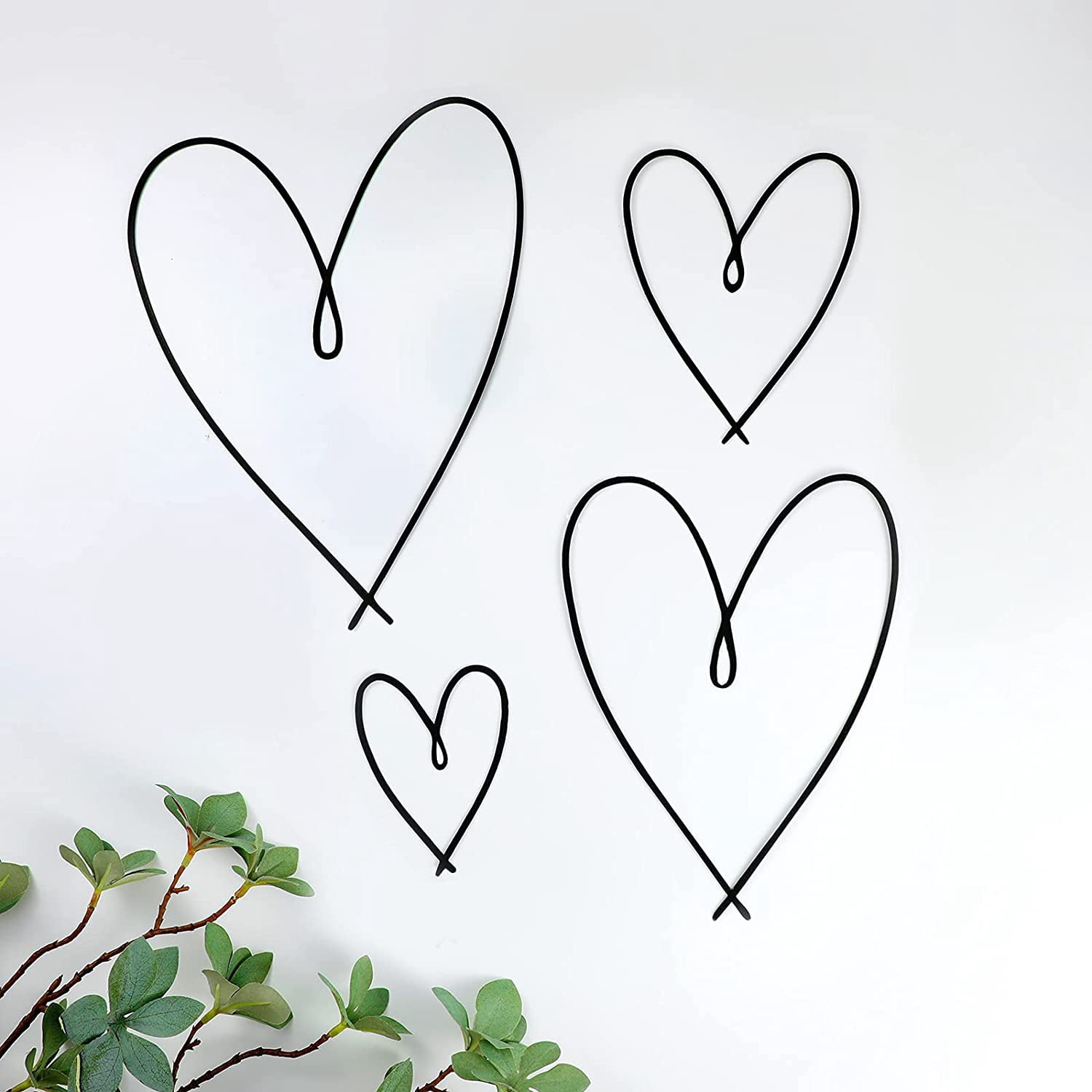 Pangda 4 Pieces Metal Heart Wall Art Decor Love Heart Wall Sign ...