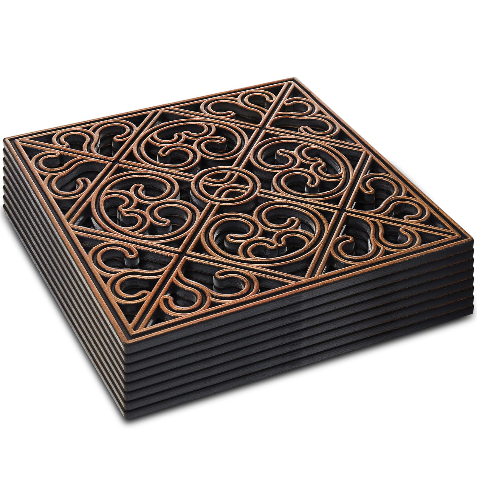 Pangda 8 Pcs 12 x 12 Inch Rubber Stone Outdoor for Garden Pathway Paver ...