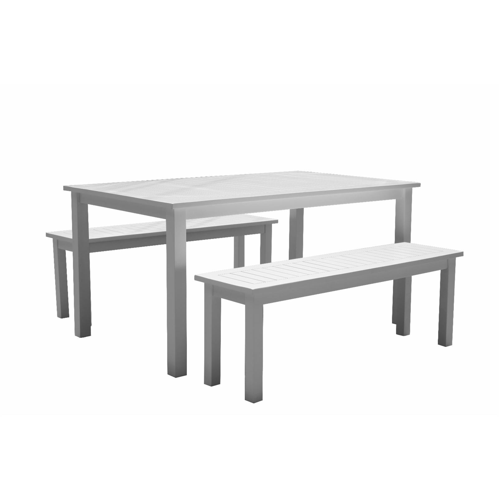 Pangea Home Agua 3-Piece Modern Acacia Wood Dining Set in White Finish ...