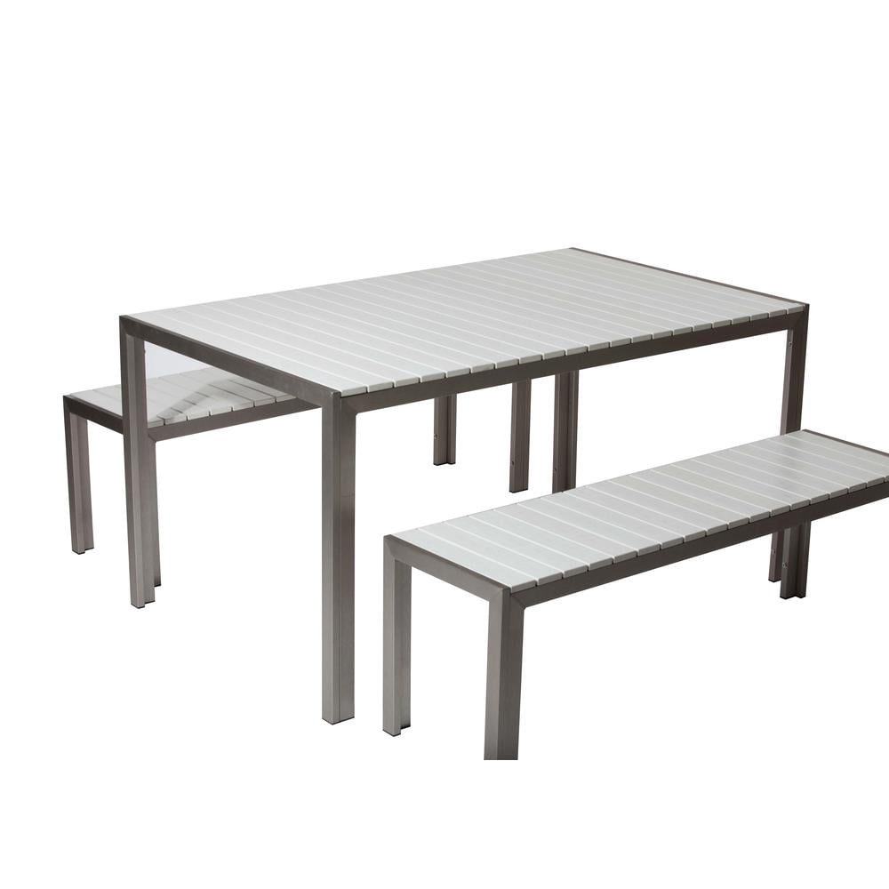 Pangea Home Breeze 3-piece Aluminum Frame Patio Dining Set in White ...