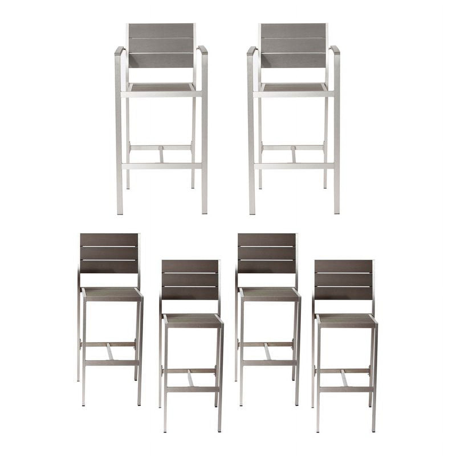 Pangea Home Breeze 44" Aluminum Outdoor Bar Stools in Gray (Set of 6 ...