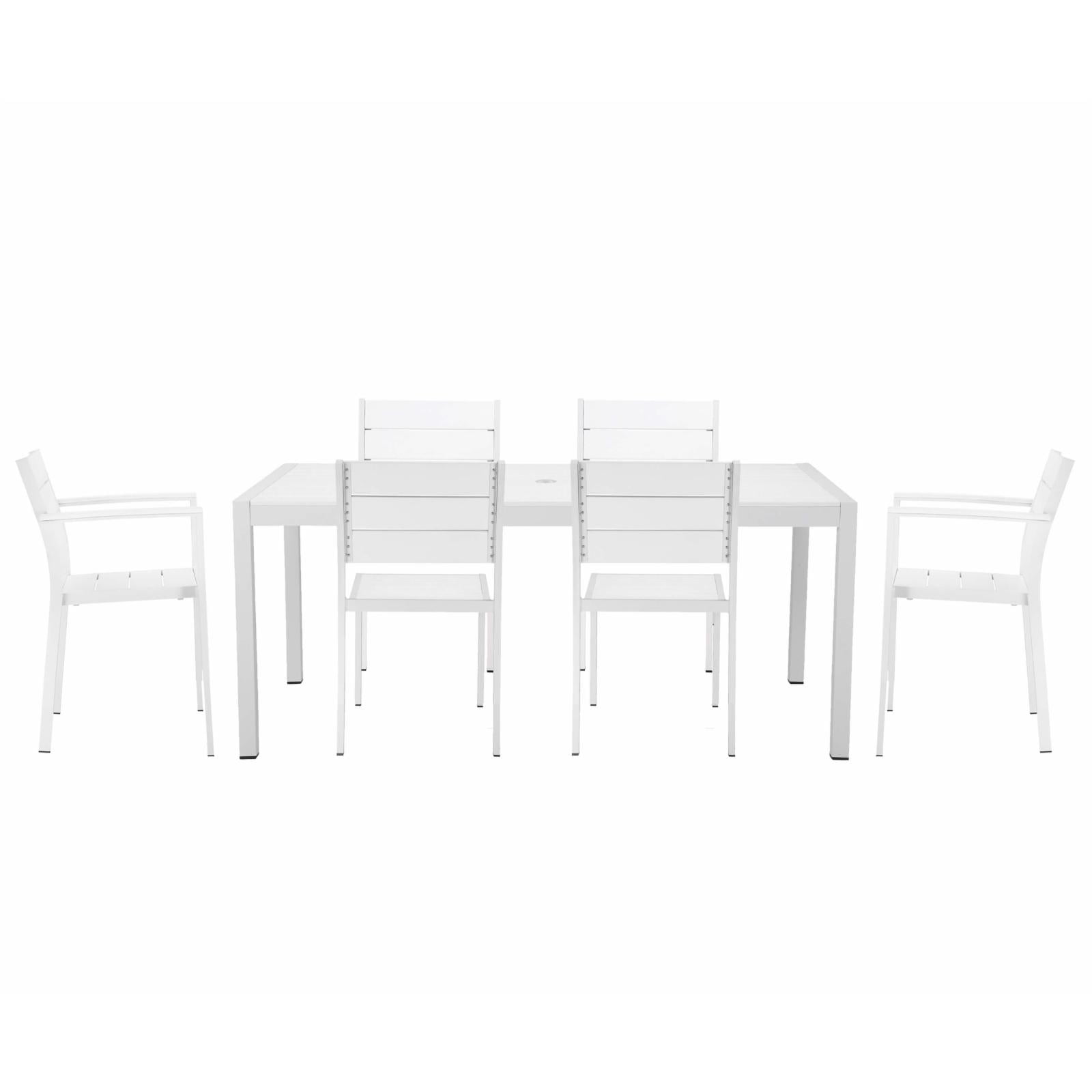 Pangea Home Breeze 7-piece Aluminum Patio Dining Set in White Frame ...