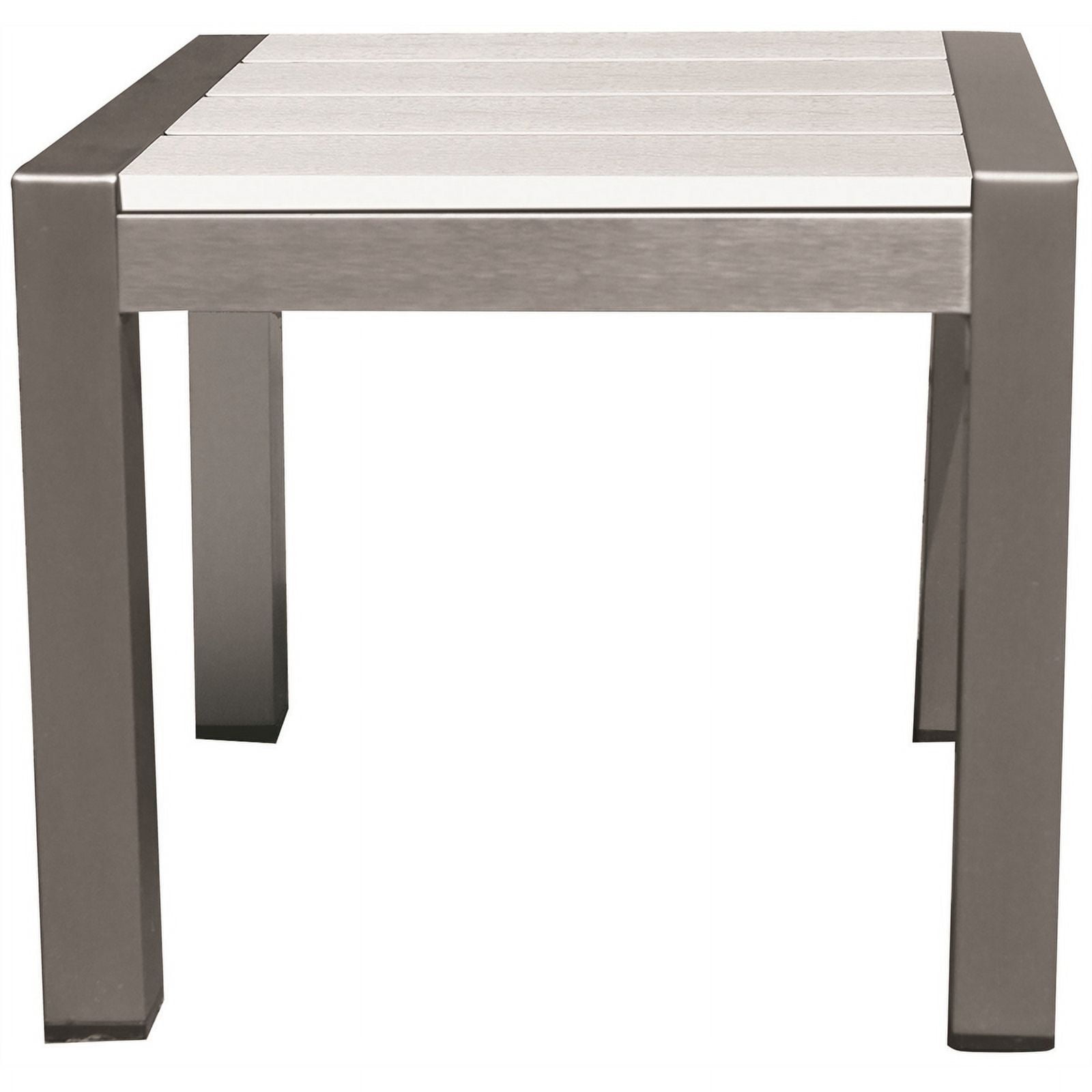 Pangea Home Breeze Modern Aluminum Patio Side Table in Gray Frame/White ...