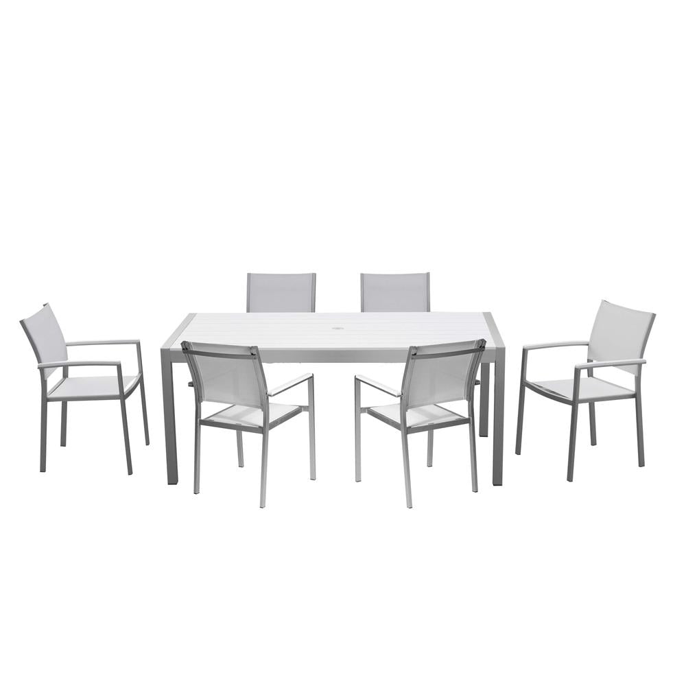 Pangea Home David 7 Piece Dining Set, Brushed White - Walmart.com