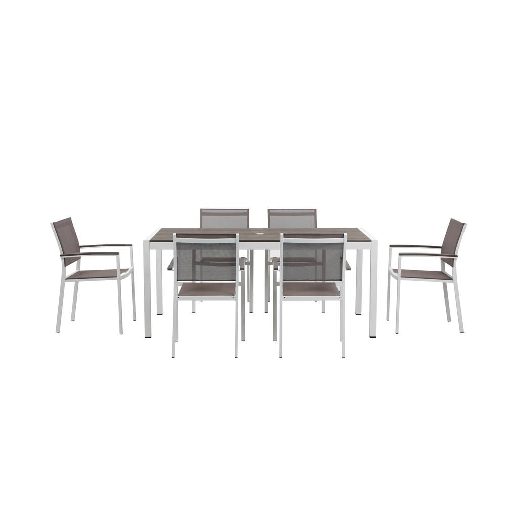 Pangea Home David 7 Piece Dining Set, White & Grey - Walmart.com