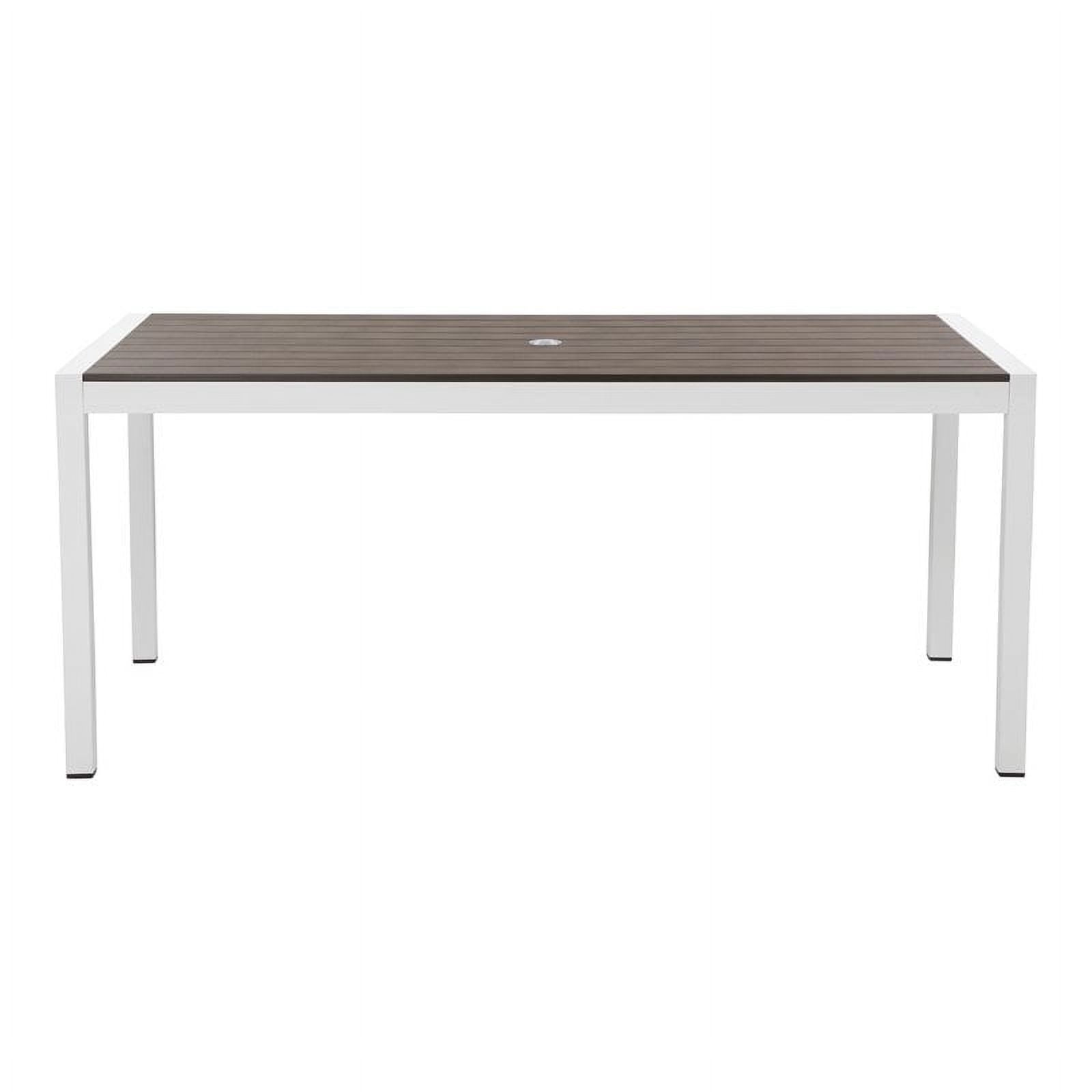 Pangea Home David 71" Modern Aluminum Patio Dining Table in White/Gray ...