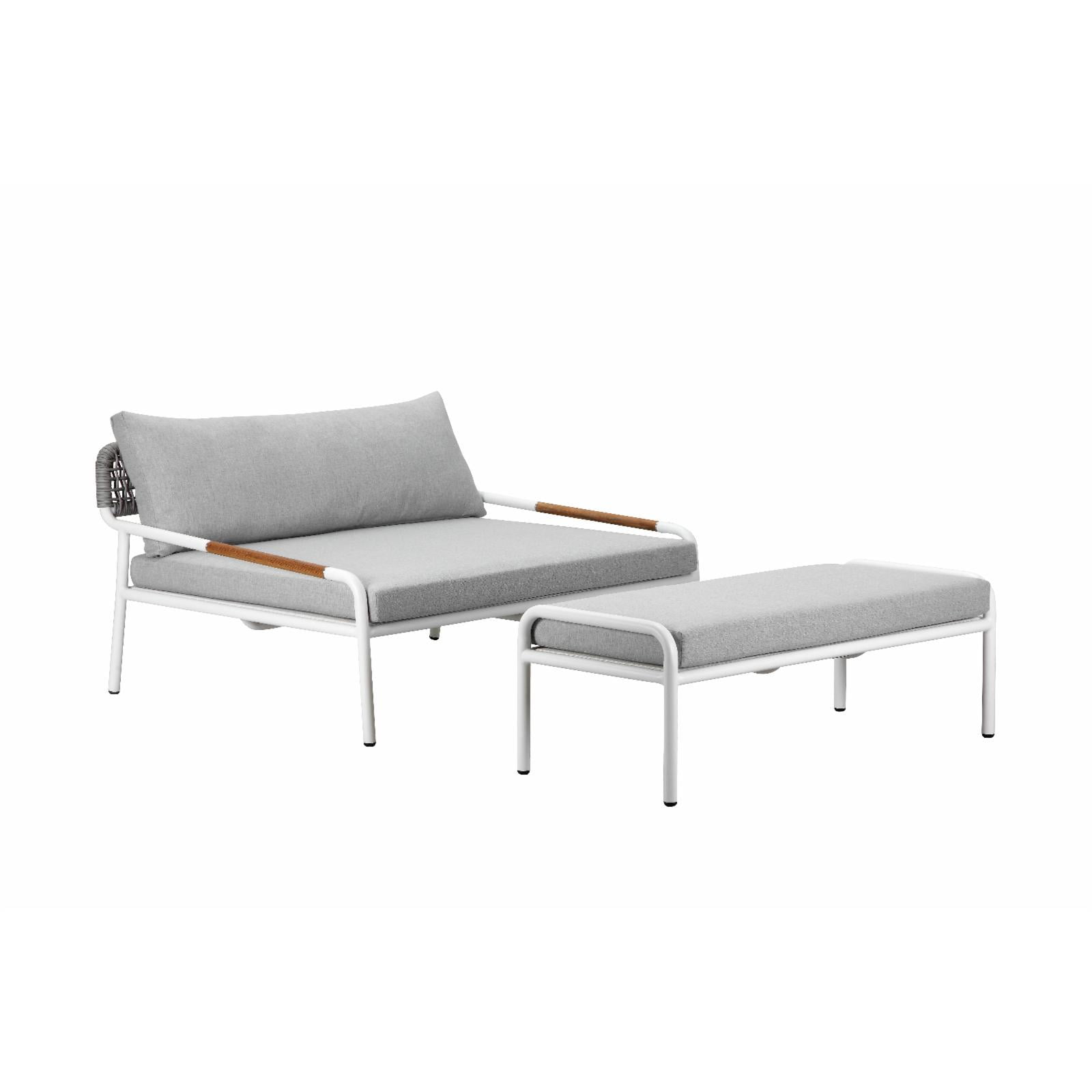 Pangea Home Dean 2-Piece Modern Aluminum Daybed and Ottoman in Gray ...