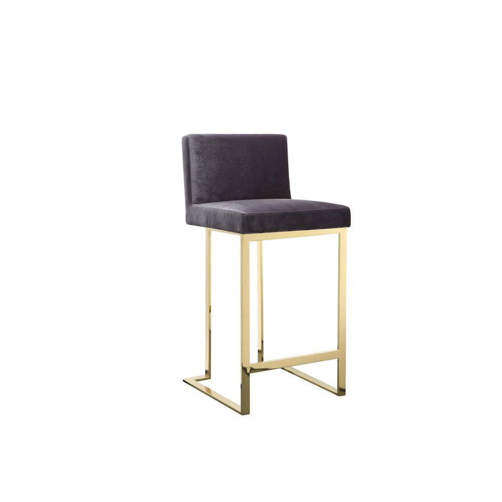 Pangea Home Dexter Counter Stool Velvet Gray & Gold - Walmart.com