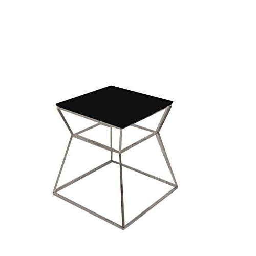 Pangea Home Geo Side Table Metal Frame With Black Glass Top - Walmart.com