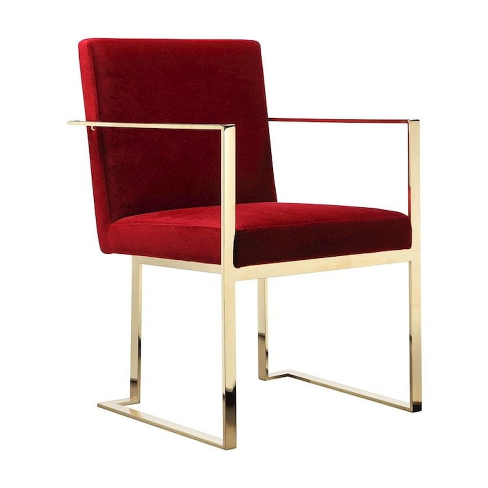 Pangea Home Gold Dexter Arm Chair Velvet Maroon - Walmart.com