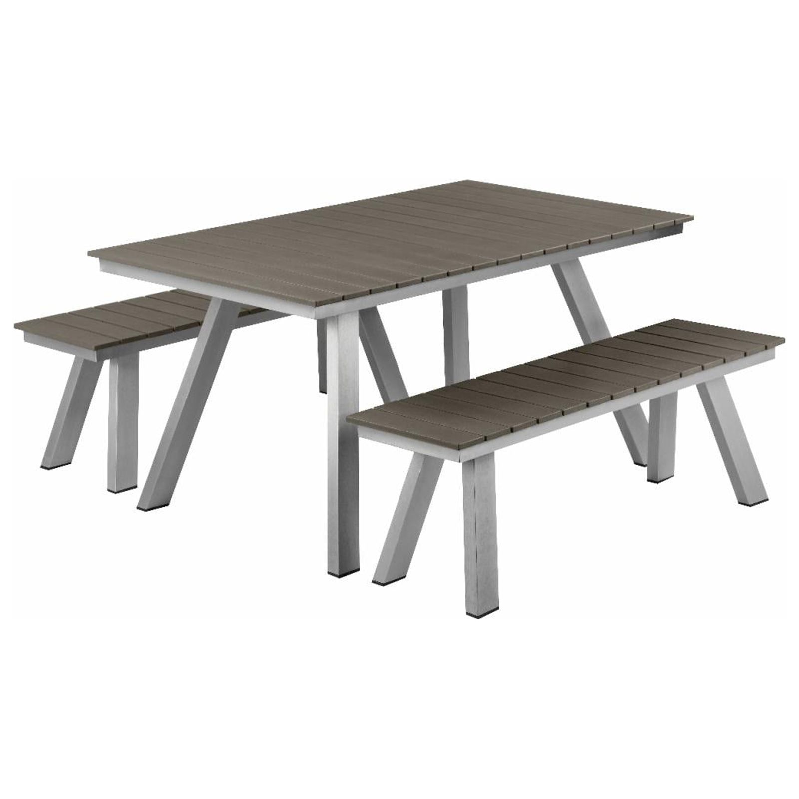 Pangea Home Jack 3-Piece Modern Aluminum Dining Set in Gray and Brush ...