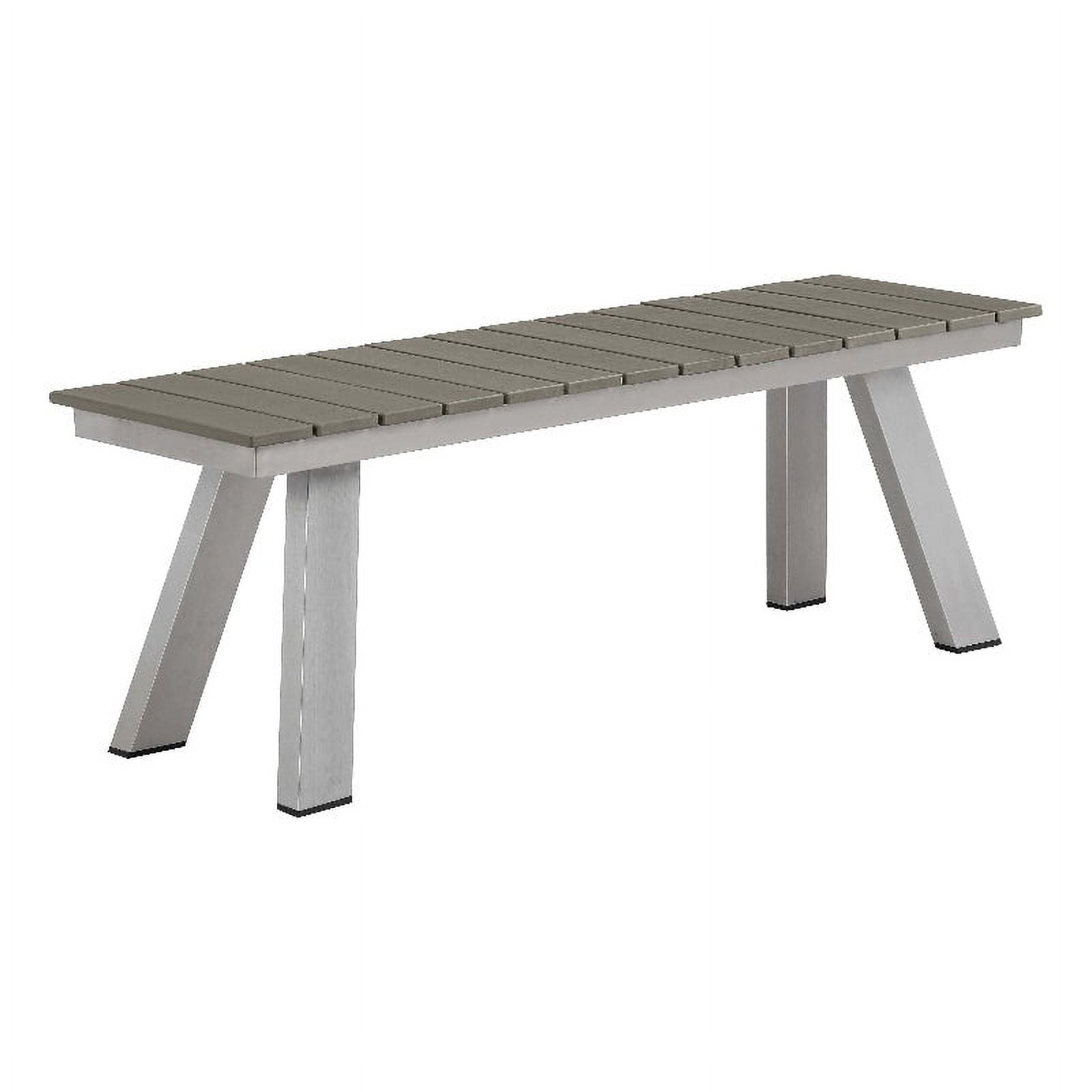 Pangea Home Jack Modern Aluminum and Polyresin Bench in Gray and Brush ...