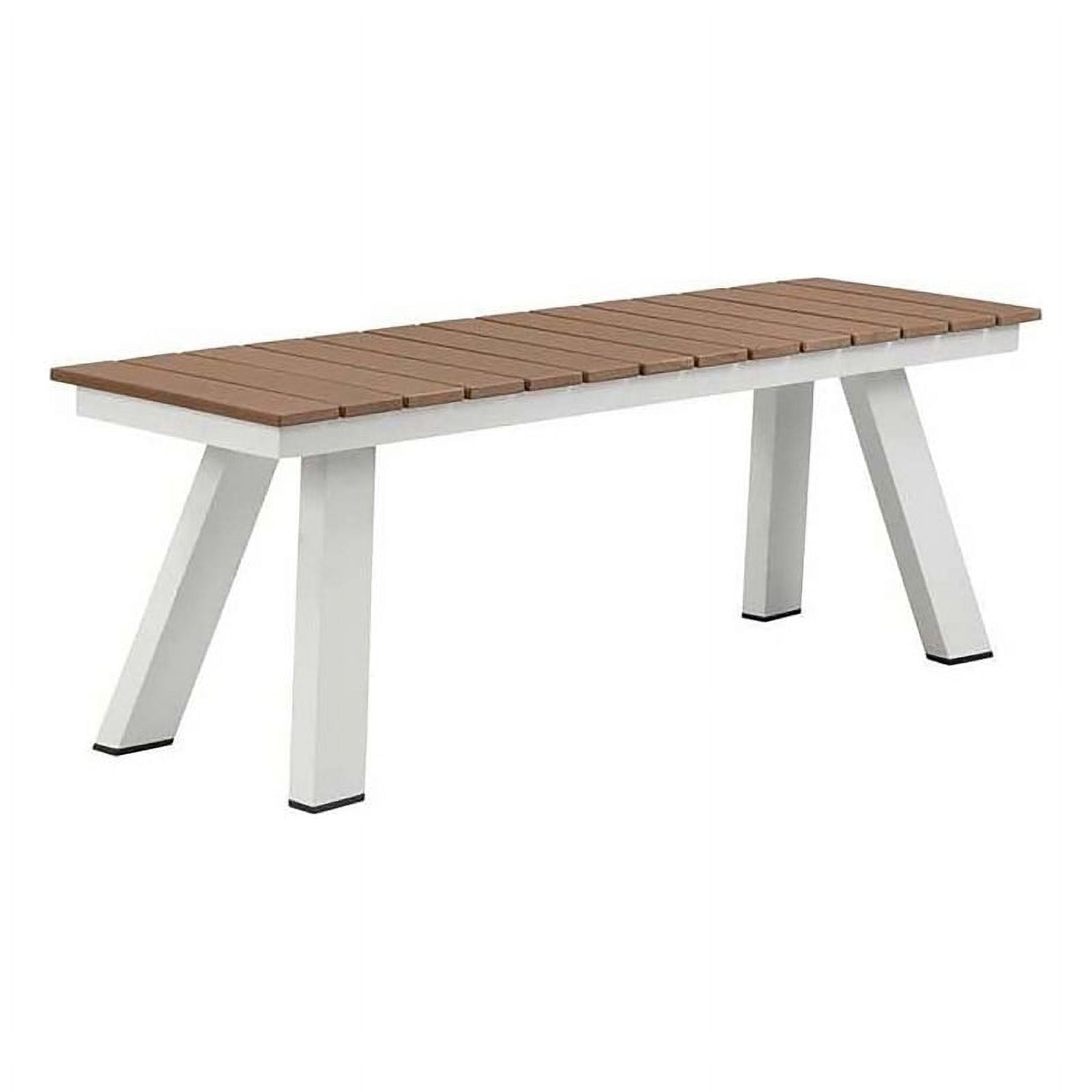 Pangea Home Jack Modern Aluminum and Polyresin Bench in Teak and White ...