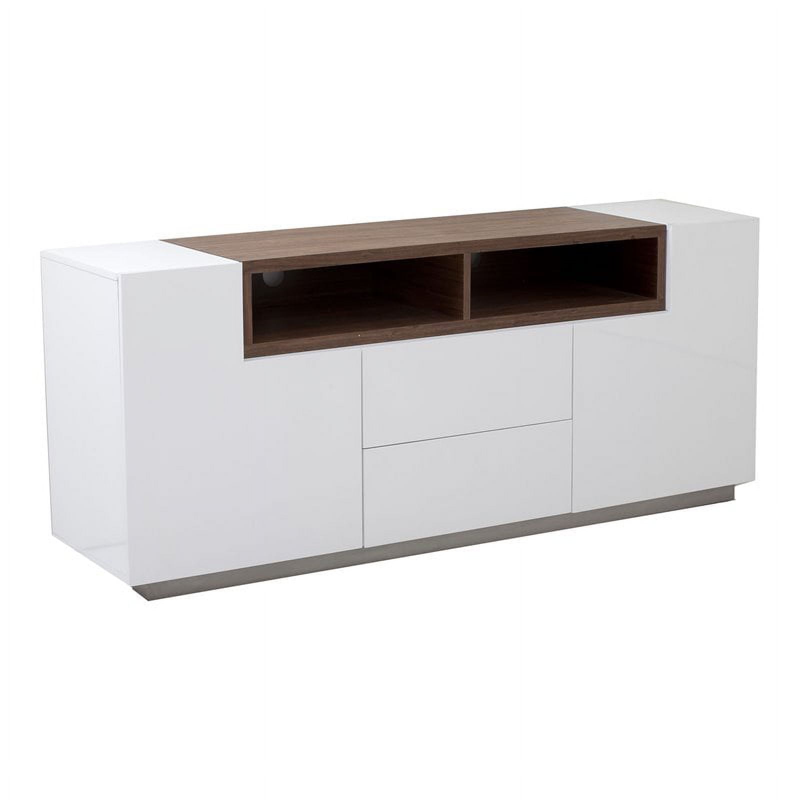 Pangea Home Matrix Tall Modern Wood Veneer Buffet in White/Walnut ...