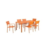 Pangea Home Miami 7-piece Aluminum Frame Patio Dining Set in Orange ...