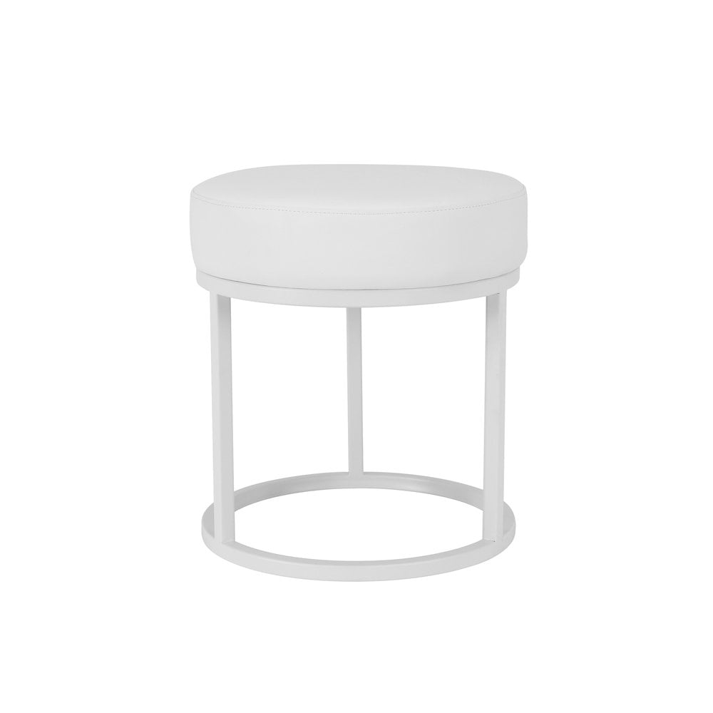 Pangea Home Mono 18" Modern Faux Leather & Metal Stan Stool in White ...