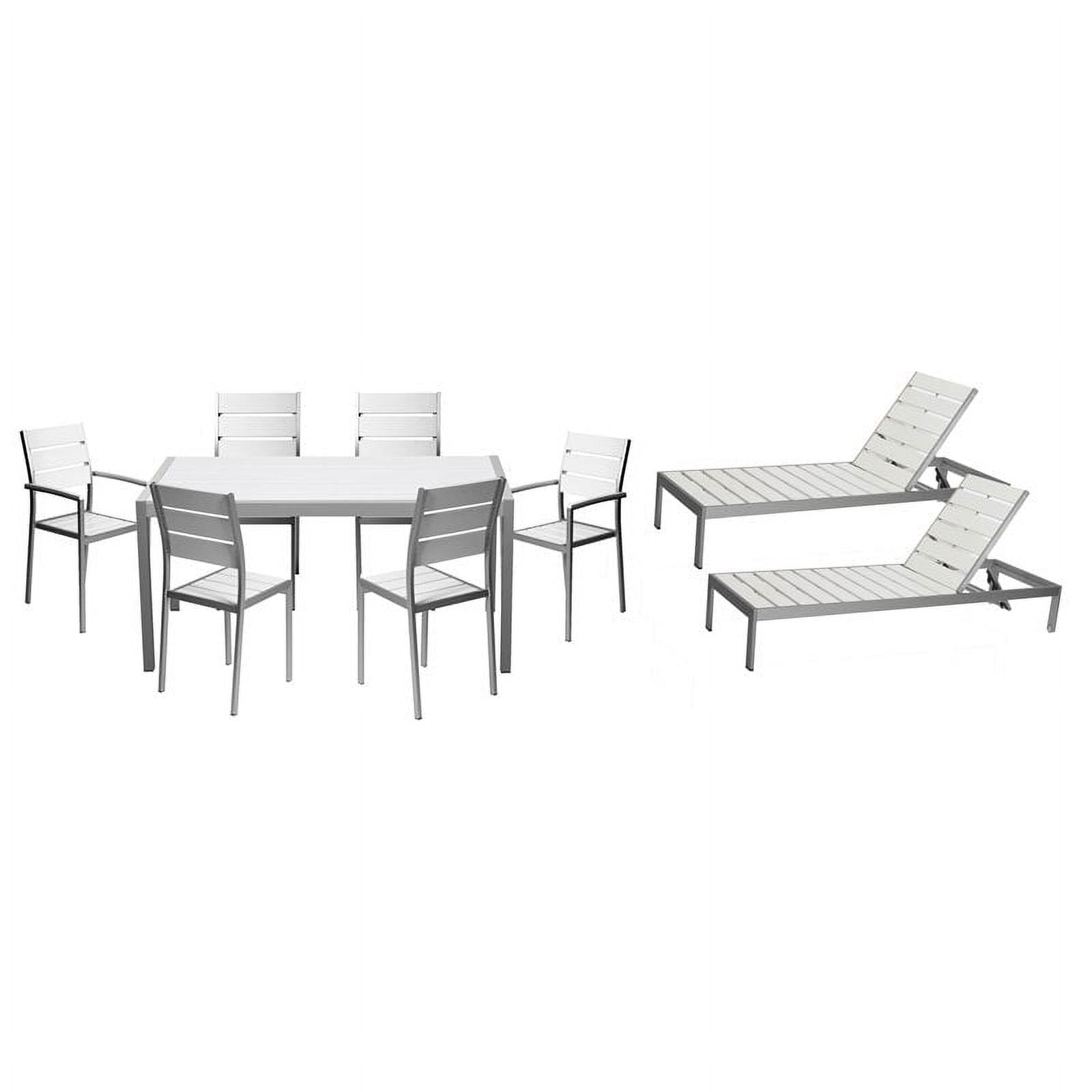 Pangea Home Roy 9-piece Modern Aluminum Patio Dining Set in White ...