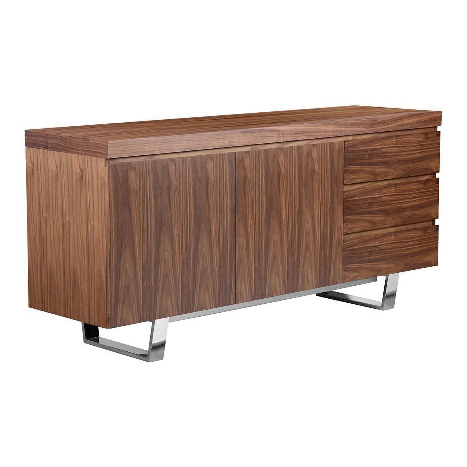 Pangea Home Sienna Modern Wood Veneer and Steel Buffet in Walnut ...