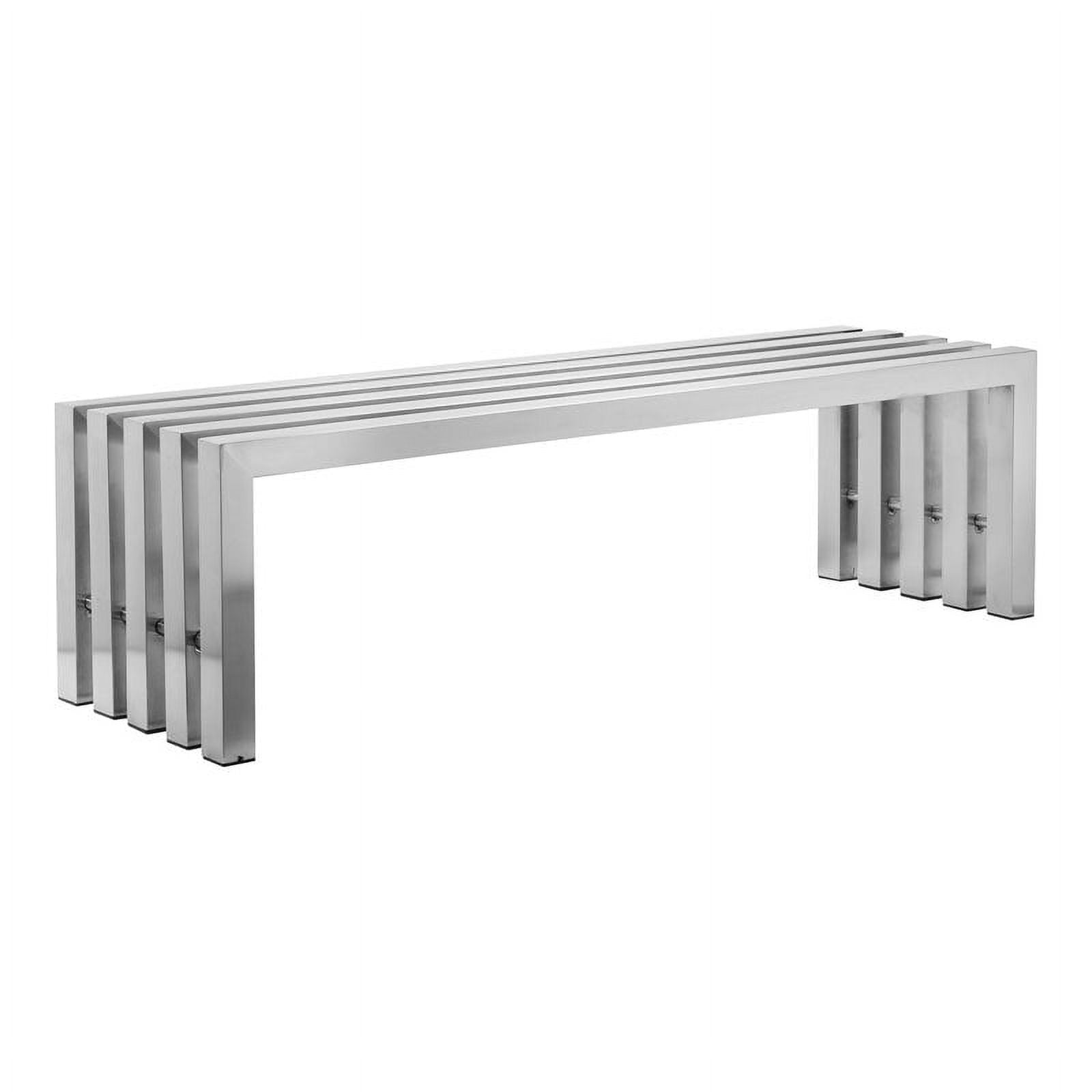 Pangea Home Vlad Rectangular Modern Brushed Steel Metal Bench in Silver ...
