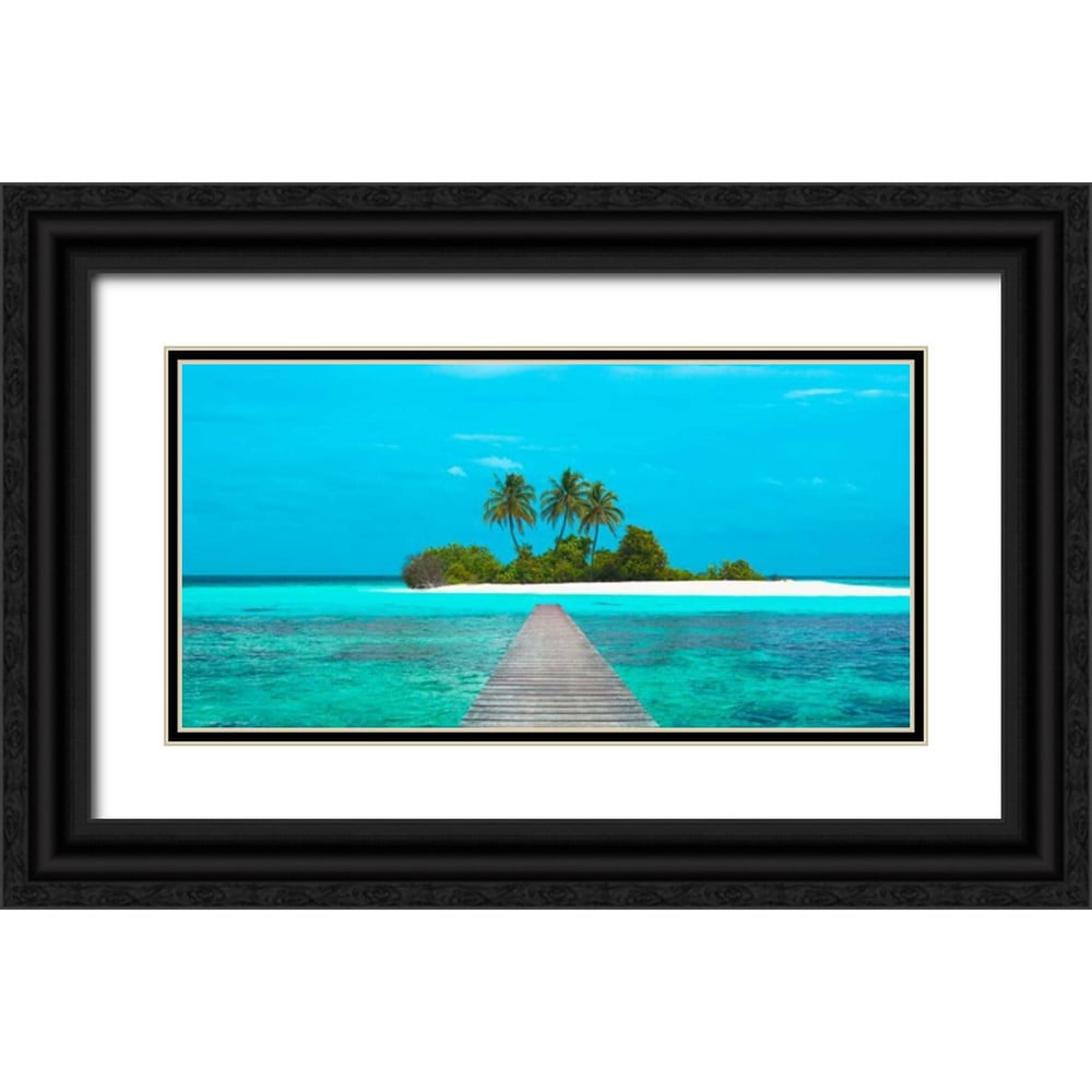 Pangea Images 18x11 Black Ornate Wood Framed with Double Matting Museum ...