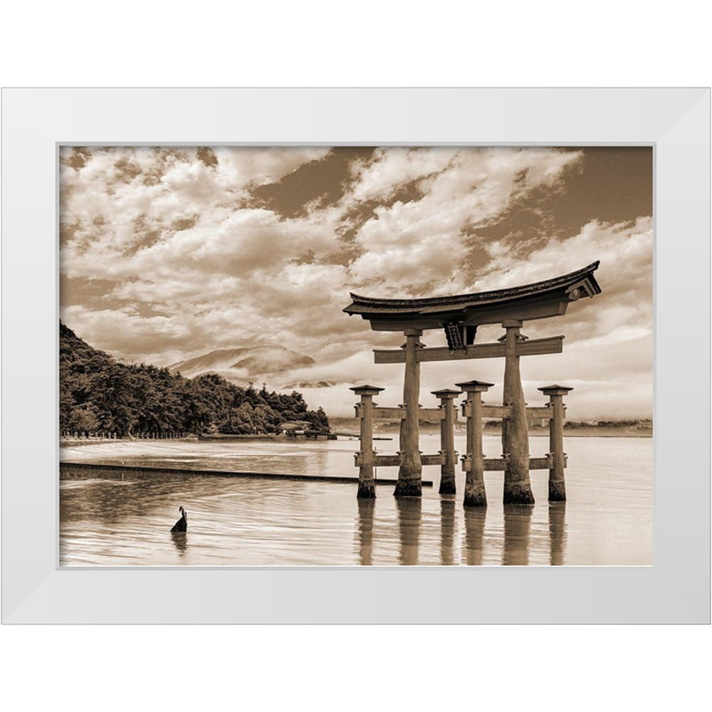 Pangea Images 24x18 White Modern Wood Framed Museum Art Print Titled - Itsukushima Shrine ...